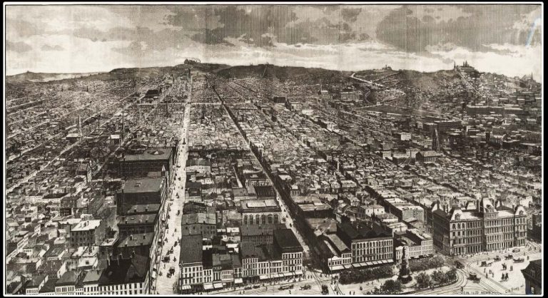 Up In A Balloon Above Music Hall -1886 Bird's Eye View of Cincinnati ...